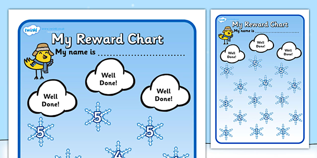 👉 Reward Sticker Chart Winter (Snowflakes) (teacher made)