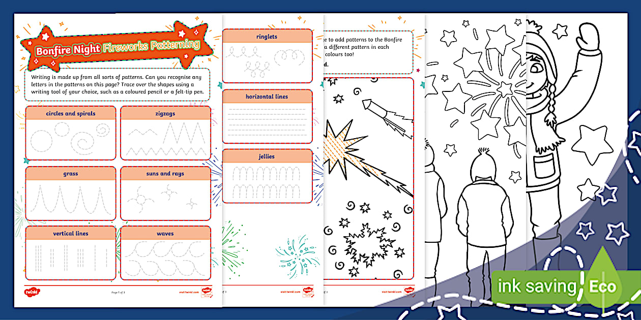 Bonfire Night Patterning: Handwriting Practice (Ages 5 - 7)