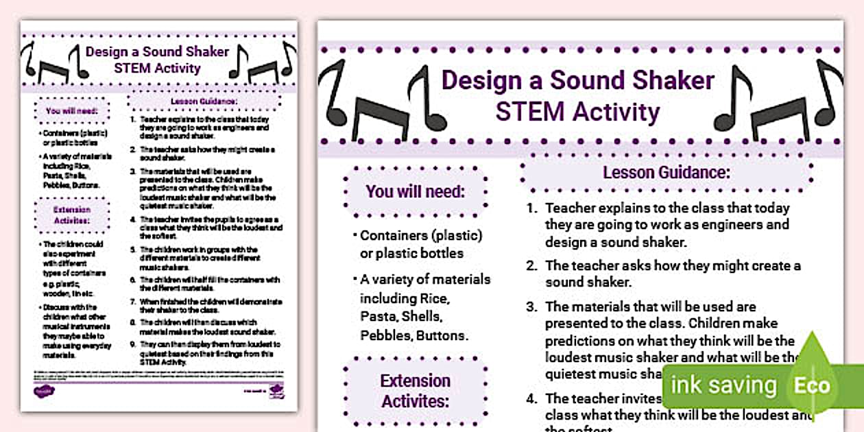 Design a Sound Shaker Junior Classes STEM Activity - Twinkl