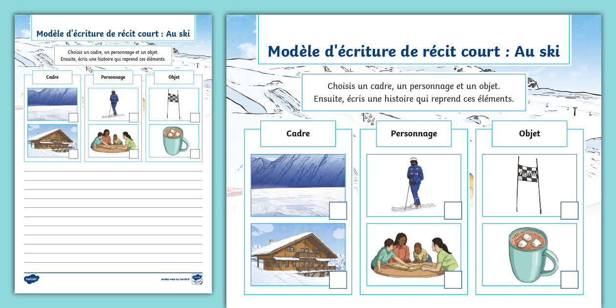 Modèle d'écriture de récit court : Au ski - Twinkl