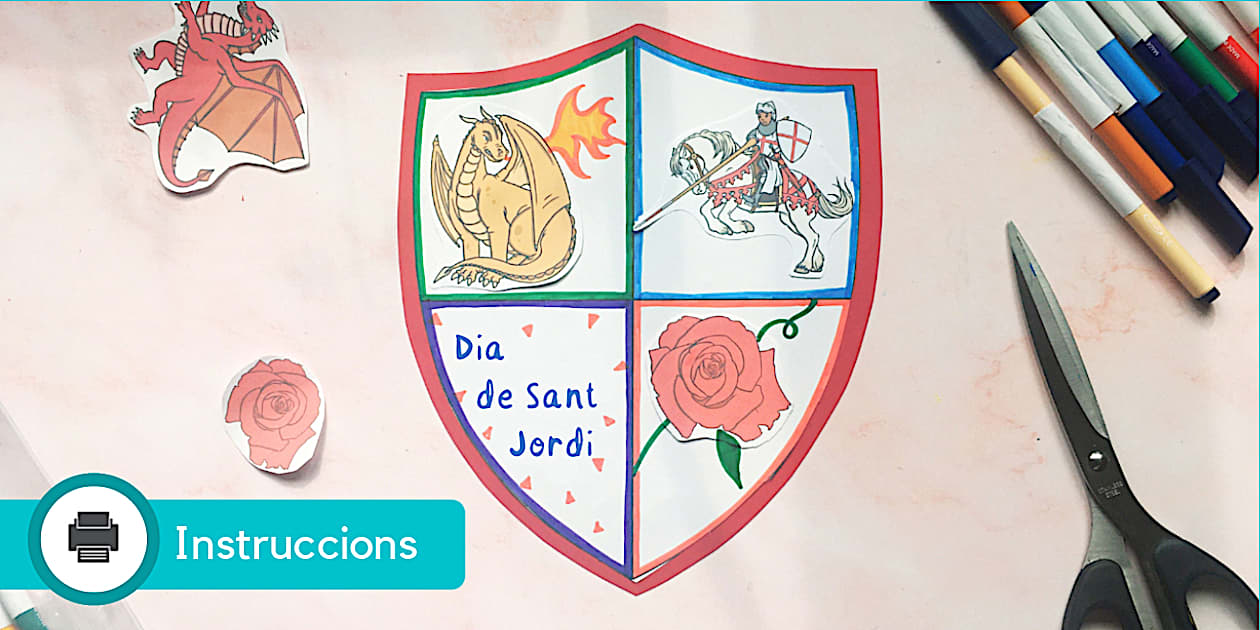 Manualitat: Escut del Dia de sant Jordi - Twinkl Crafts - Català
