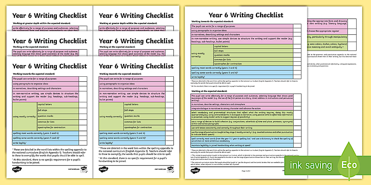 Editable Year 6 Writing Checklist (teacher made) - Twinkl