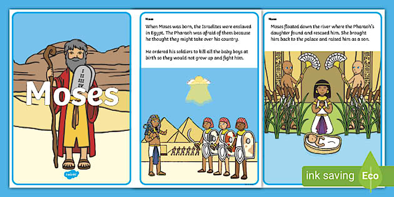 Story of Moses Sequencing (4 per A4) (teacher made) - Twinkl