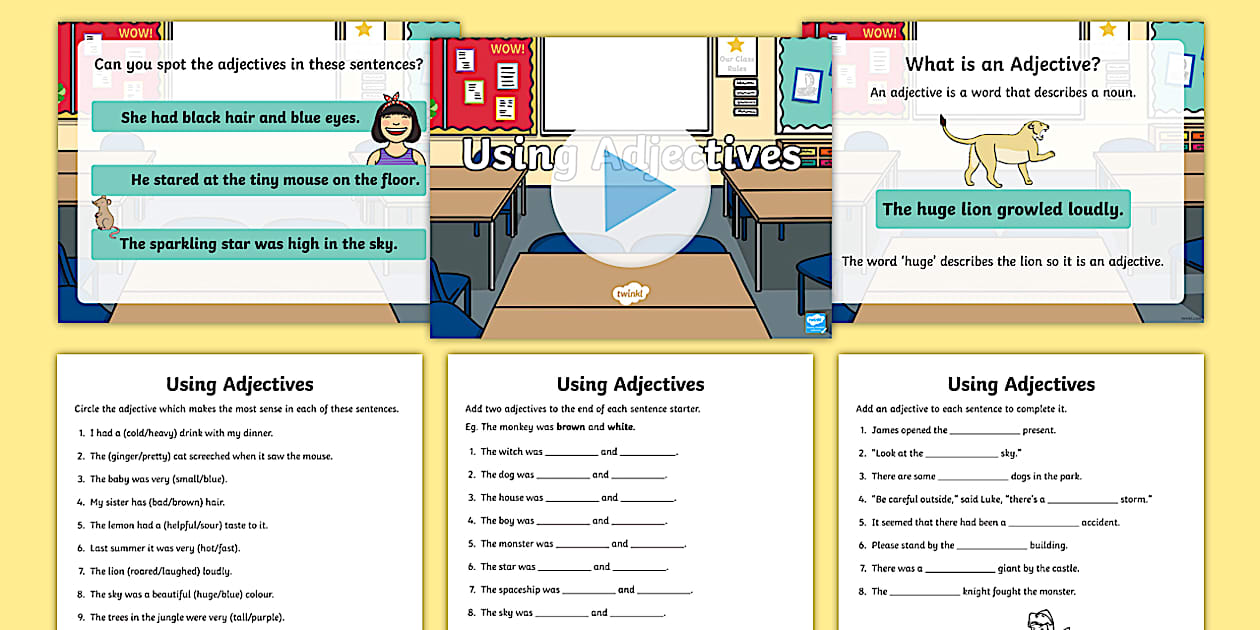 Adding Adjectives and Adverbs to Sentences Worksheets