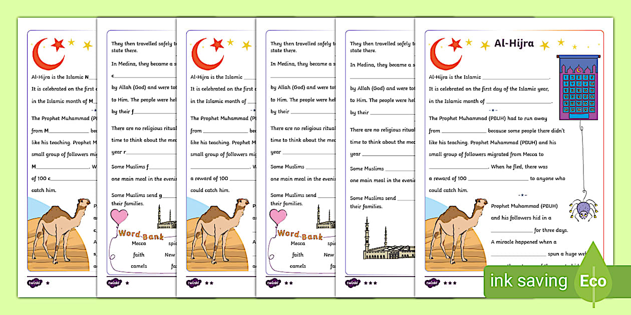 KS1 Al-Hijra Cloze Activity (teacher made) - Twinkl