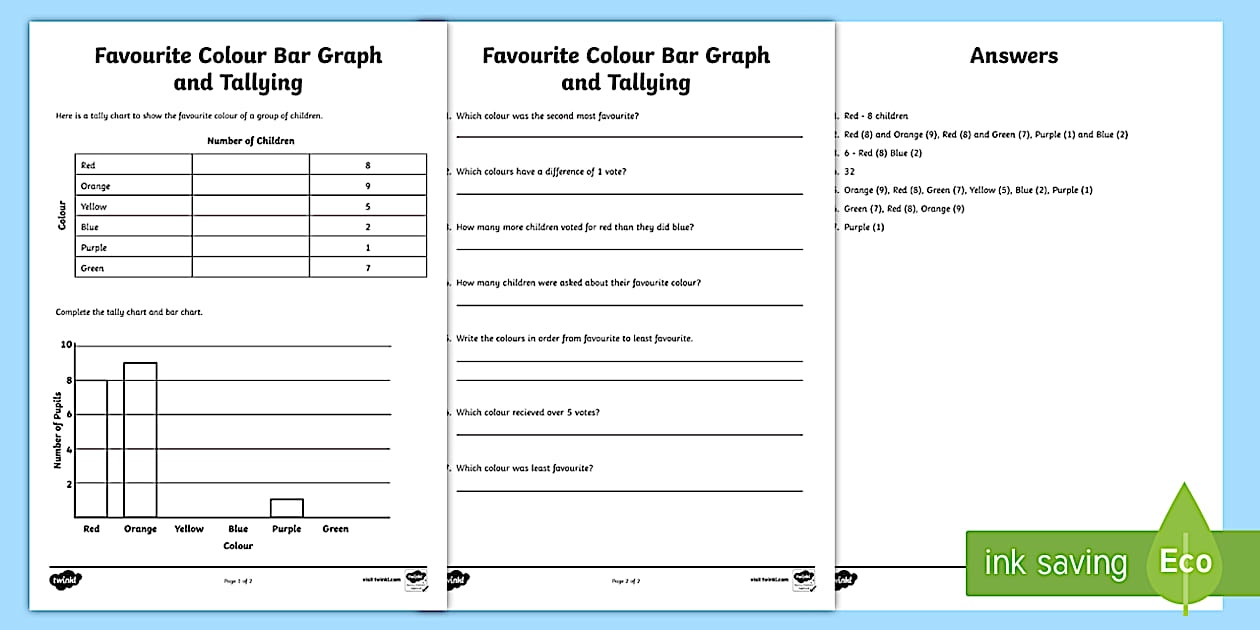 Favorite Color Bar Graph and Tallying Worksheet / Worksheet
