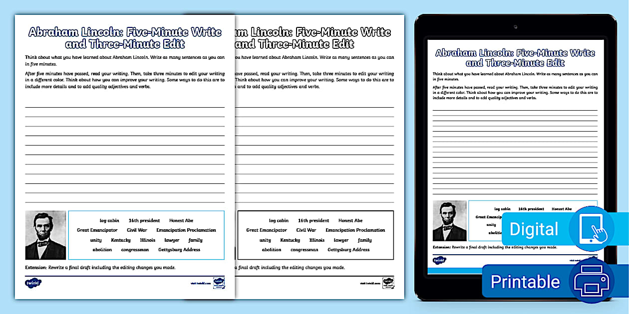 Abraham Lincoln Five-Minute Write and Three-Minute Edit