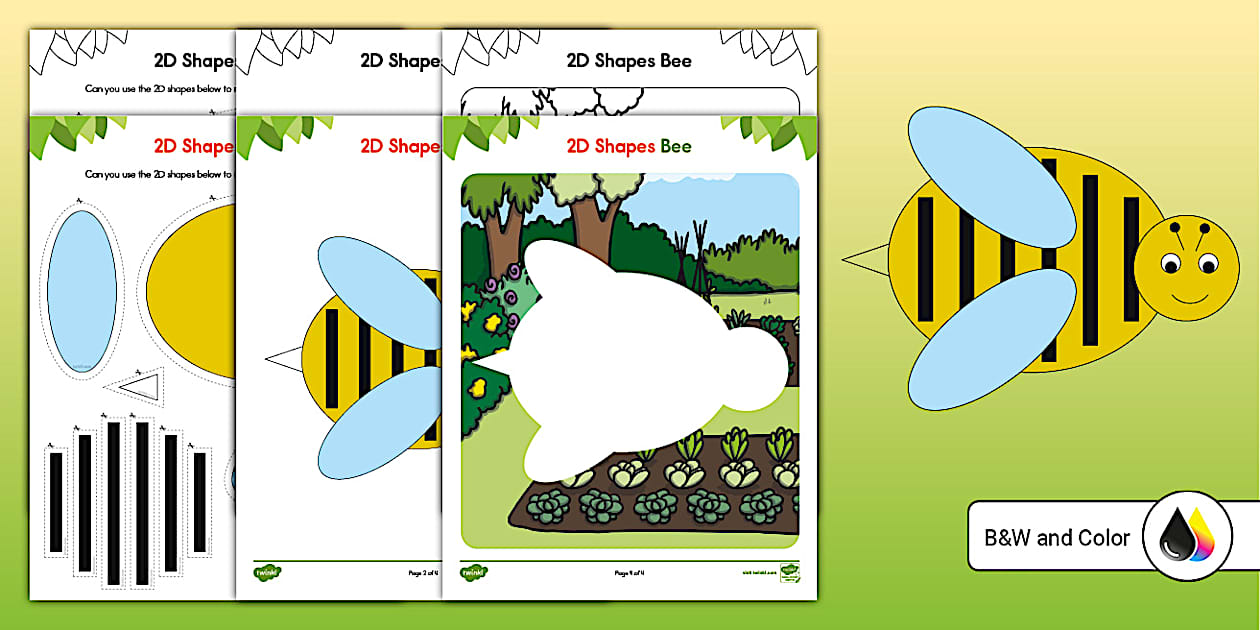 Printable 2D Shapes Bee Cutting Worksheet | Twinkl USA