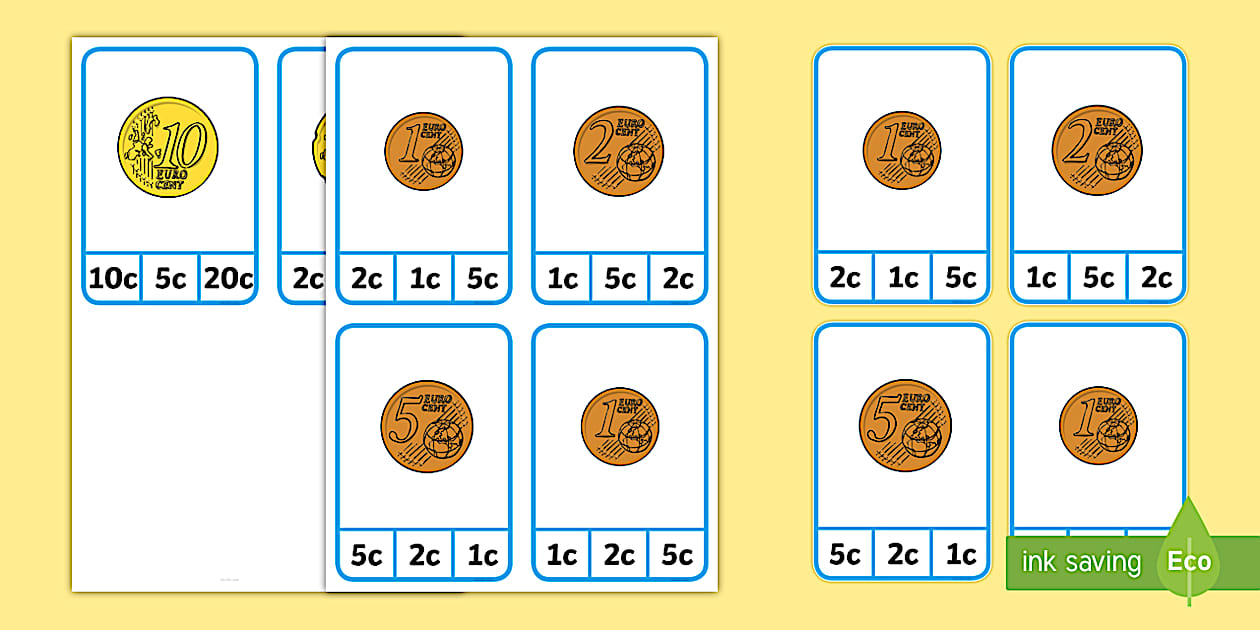 Senor Infants Euro Coins Peg Cards (teacher made) - Twinkl