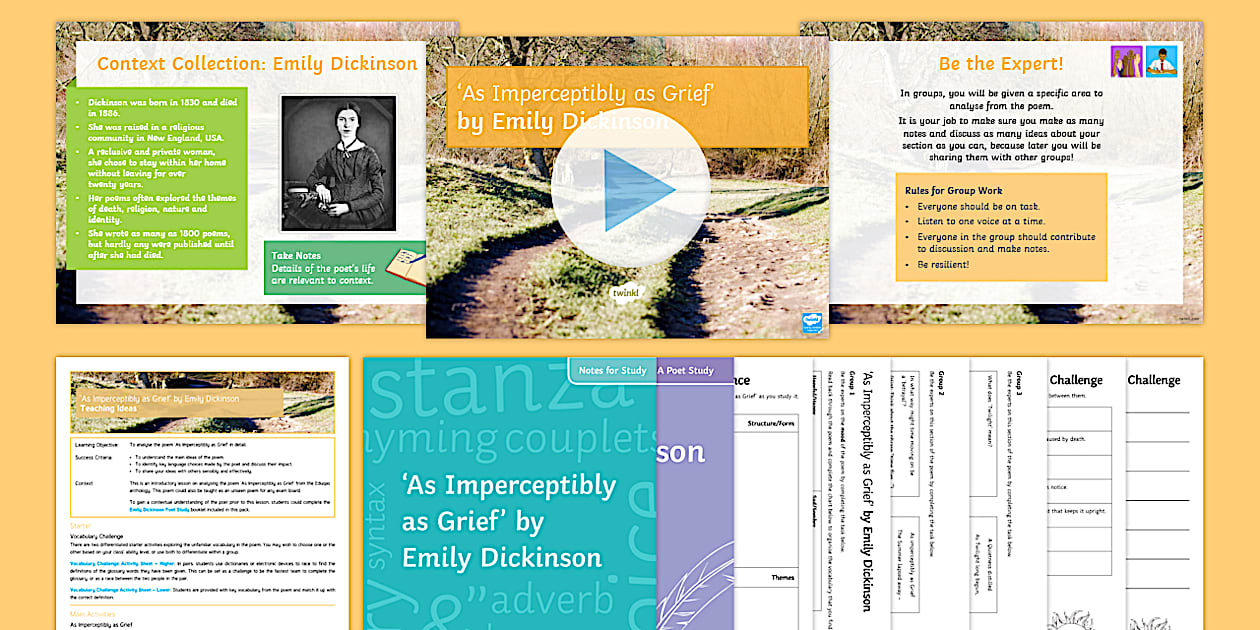GCSE Poetry Lesson Pack - 'As Imperceptibly as Grief'