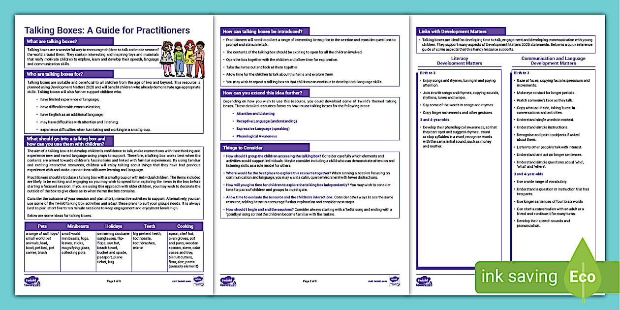 Talking Boxes: Information for Practitioners | Twinkl