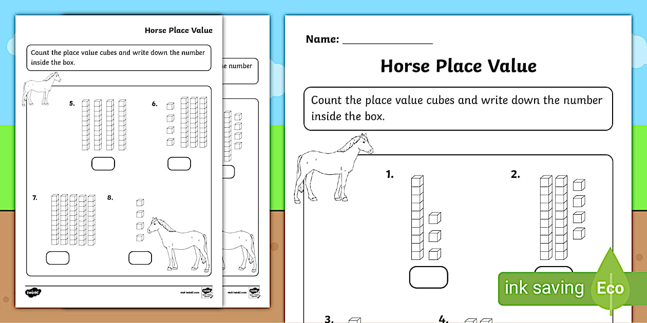 Horse Place Value Activity Sheet (teacher made) - Twinkl