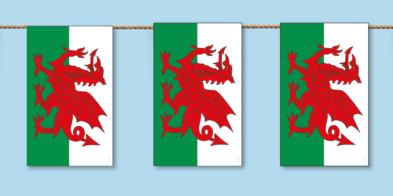Bright and Colourful Welsh Flag Bunting (teacher made)