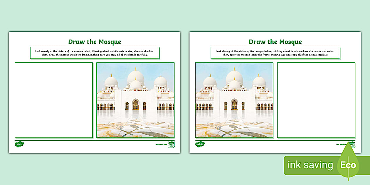 Draw a Mosque Art Activity (teacher made) - Twinkl