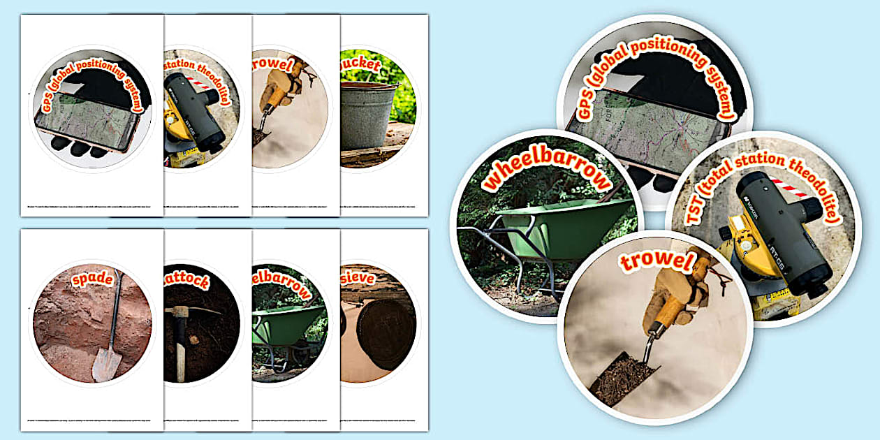 Archaeology Tools Circle Display Photo Cut-Outs - Twinkl
