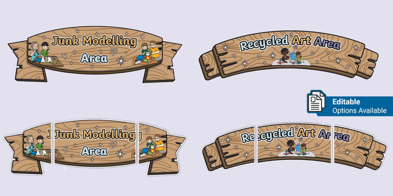 Junk Modelling Area Display Banner - Natural wood theme