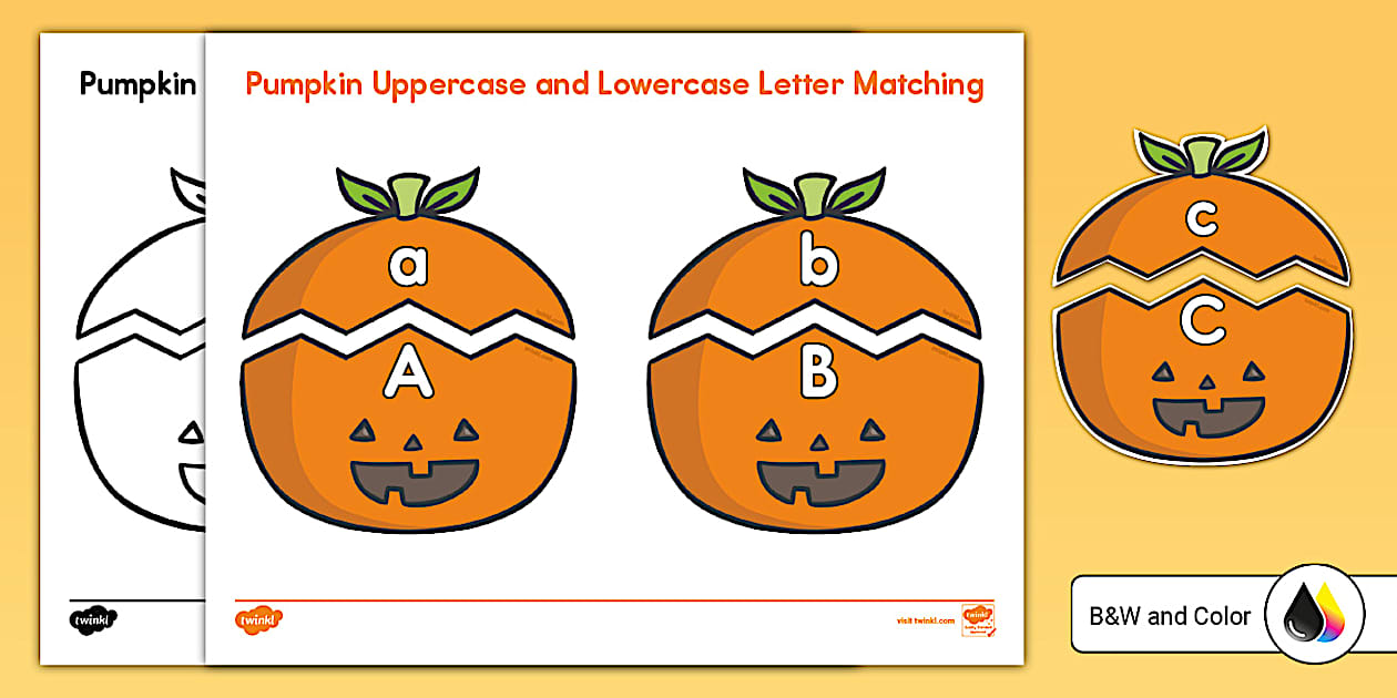 Pumpkin Uppercase and Lowercase Letter Matching Worksheet
