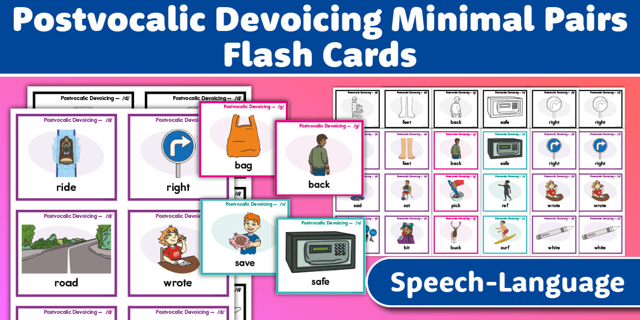 Postvocalic Devoicing Minimal Pairs Flash Cards for SLP