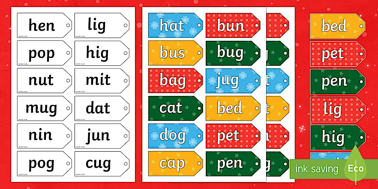 Editable CVC Real and Nonsense Words Present Sorting Activity