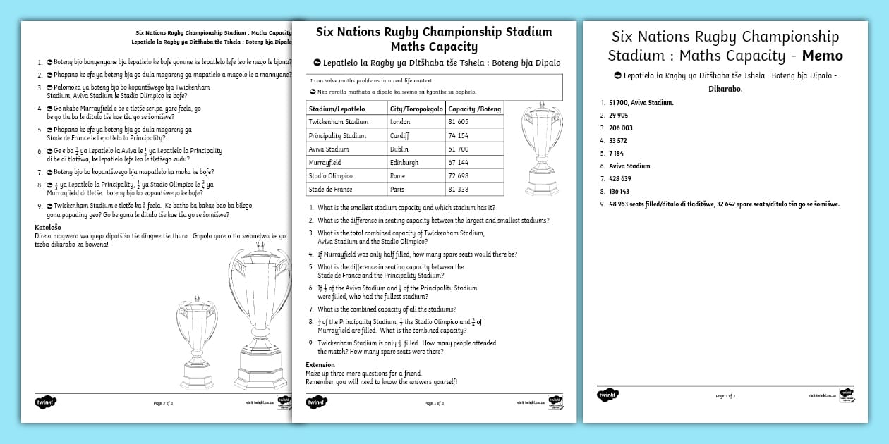 Six Nations Rugby Championship Stadium Math Capacity Sepedi