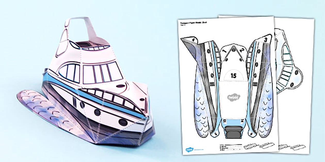 Transport Paper Model Boat (teacher made) - Twinkl