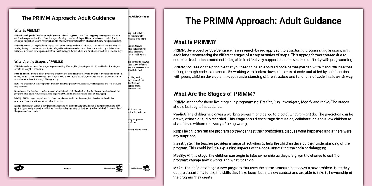 The PRIMM Approach: Adult Guidance (teacher made) - Twinkl
