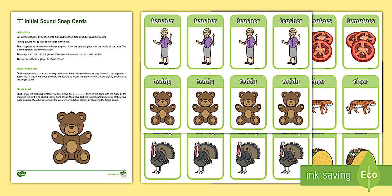Phonics t Initial Sound Snap Card Game | Easy to Print