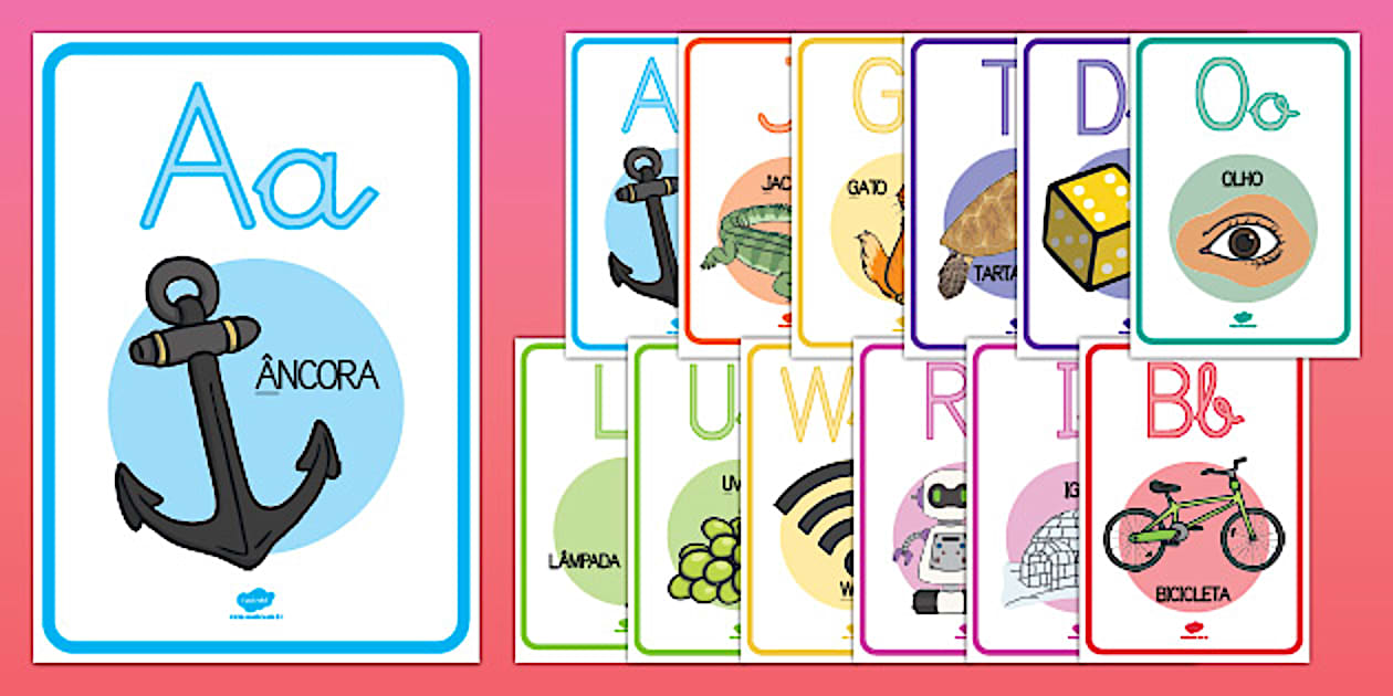 Alfabeto com imagens - Pôster (teacher made) - Twinkl