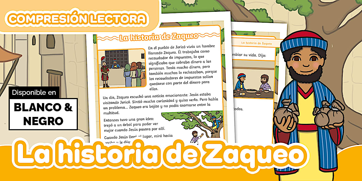 Lectura: Historia de Zaqueo para niños en PDF | Twinkl