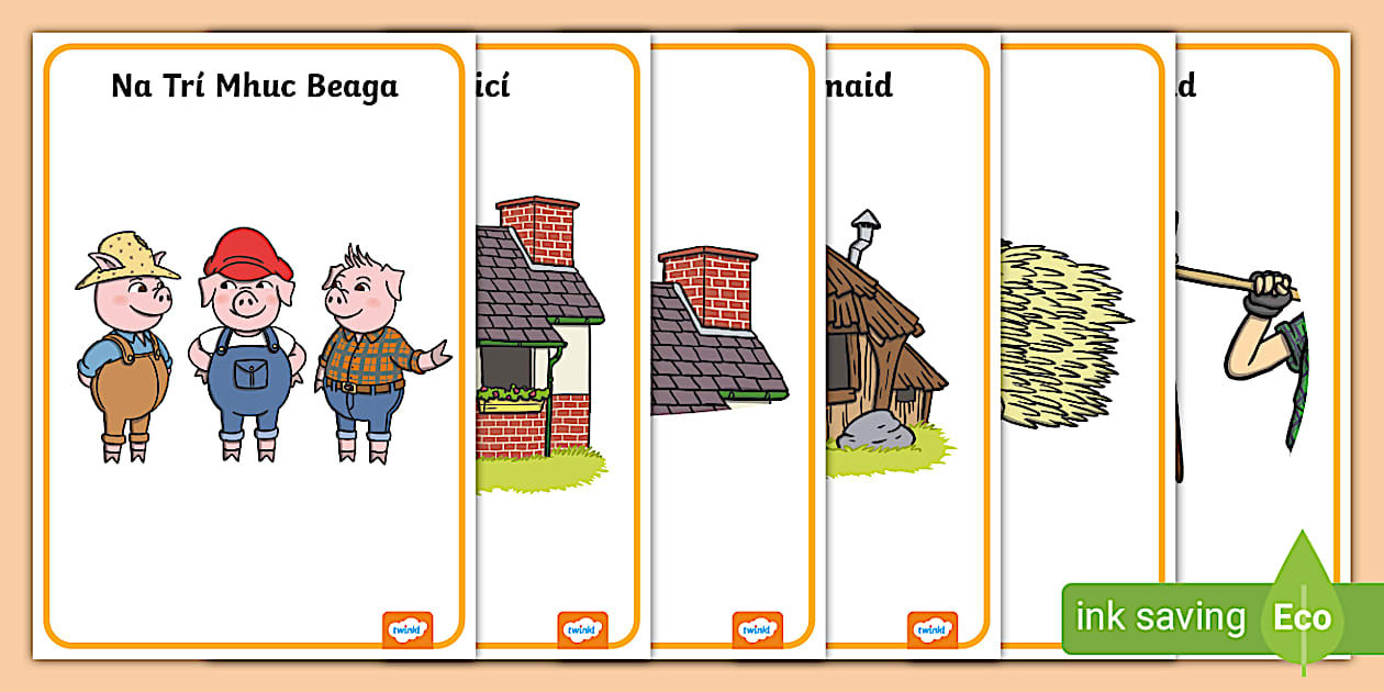 The Three Little Pigs Display Posters Gaeilge (Teacher-Made)