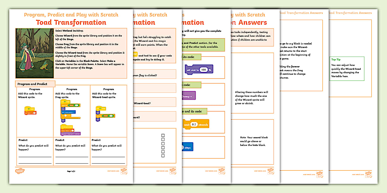 Program, Predict and Play with Scratch: Toad Transformation