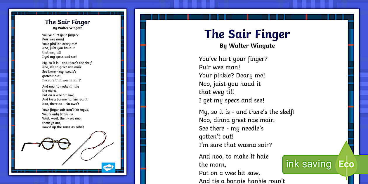 Walter Wingate: The Sair Finger Poem (l'enseignant a fait)