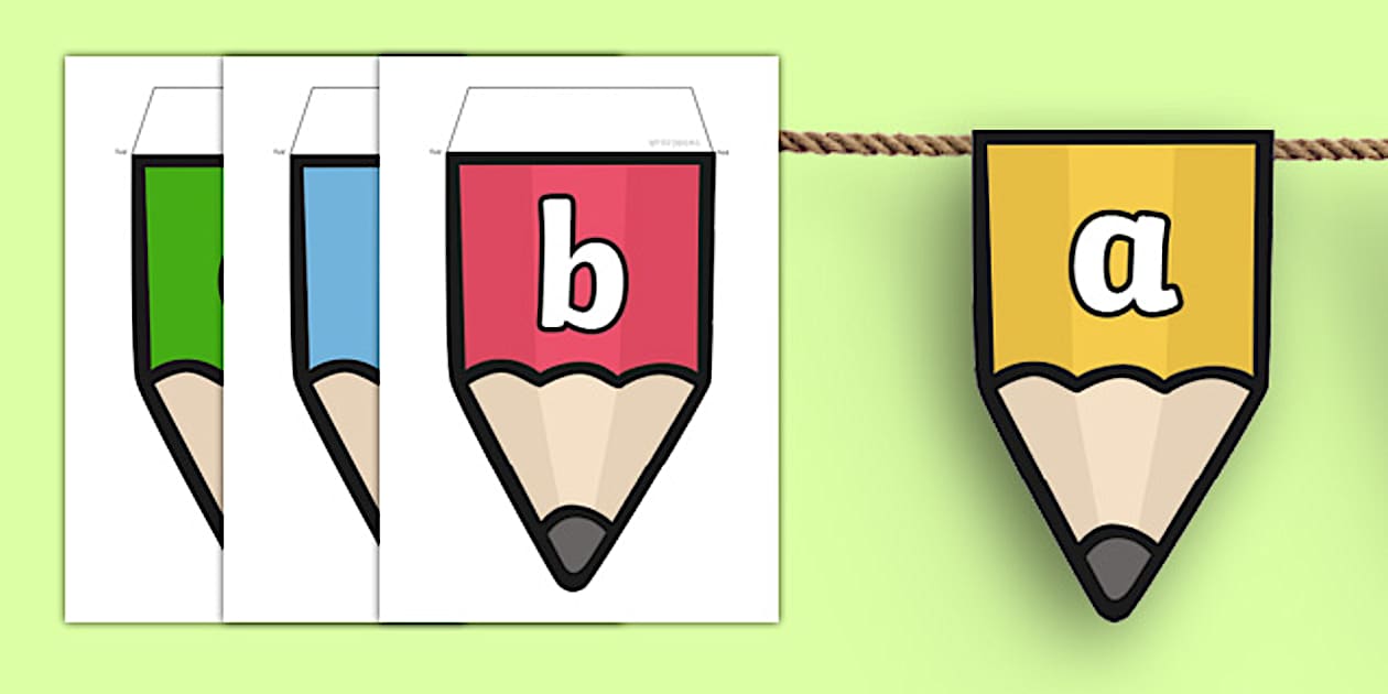 Alphabet on Pencil Bunting - Twinkl