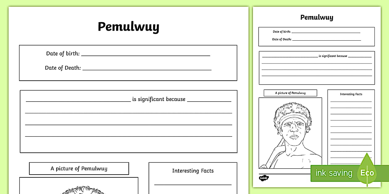 Pemulwuy Significant Individual Writing Frames
