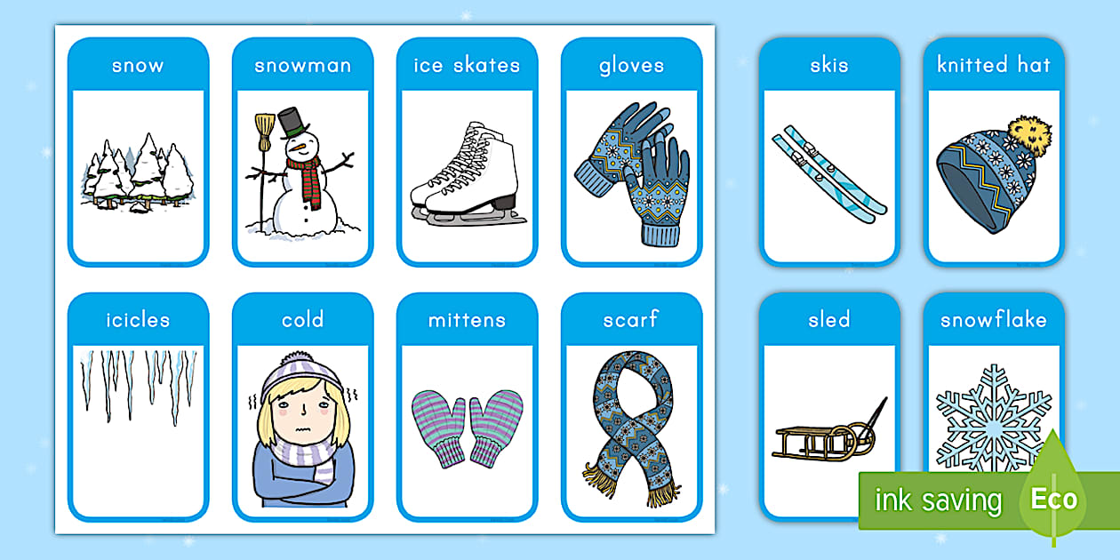 Winter Words and Pictures Flash Cards (teacher made)