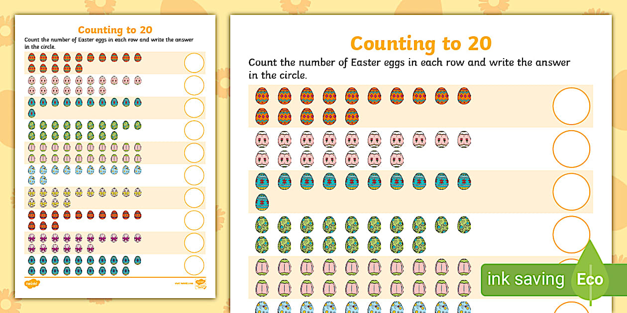 👉 Easter Egg Counting to 20 Activity (teacher made)