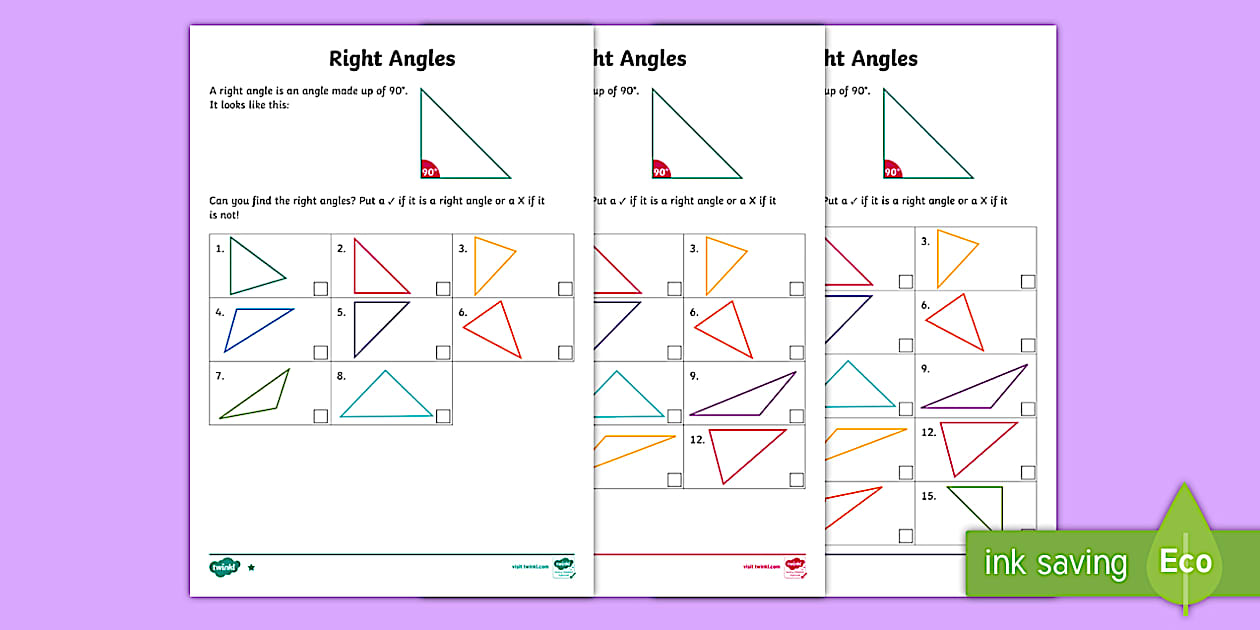 Right Angles Differentiated Worksheet / Worksheets - Twinkl