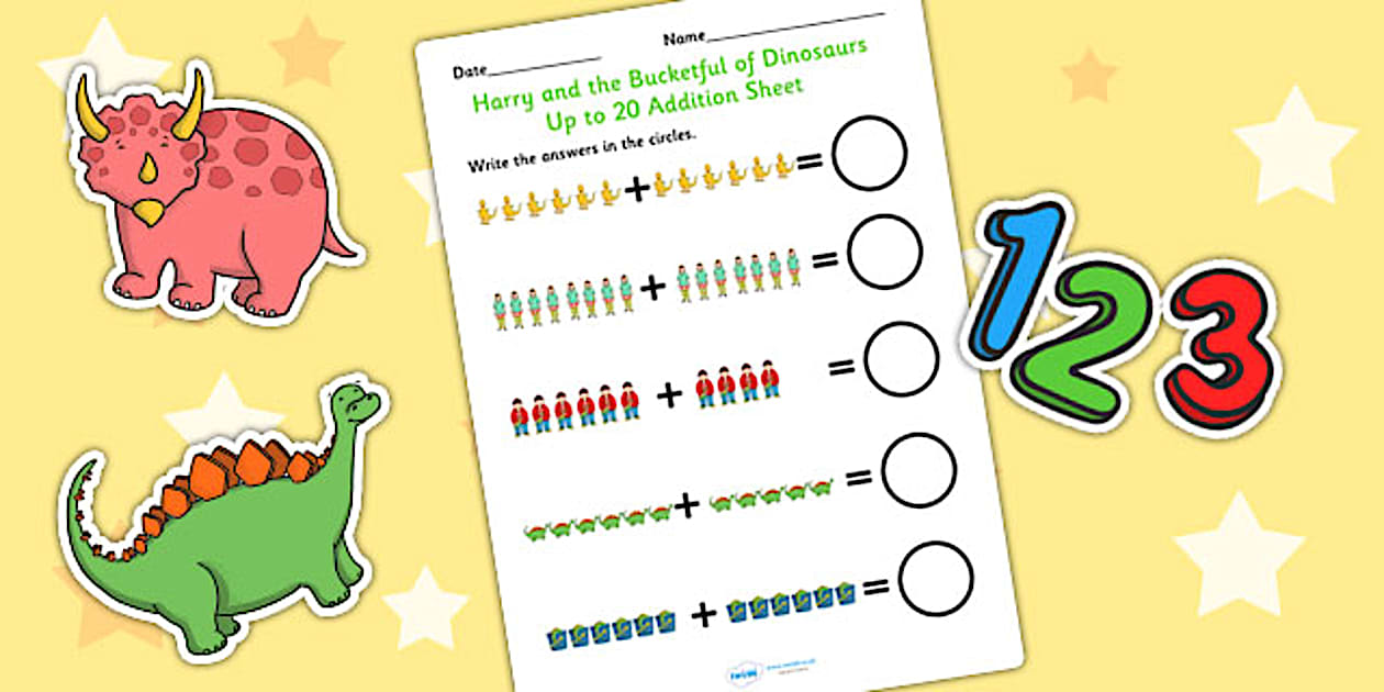 Up to 20 Addition Sheet to Support Teaching on Harry and the Bucketful of
