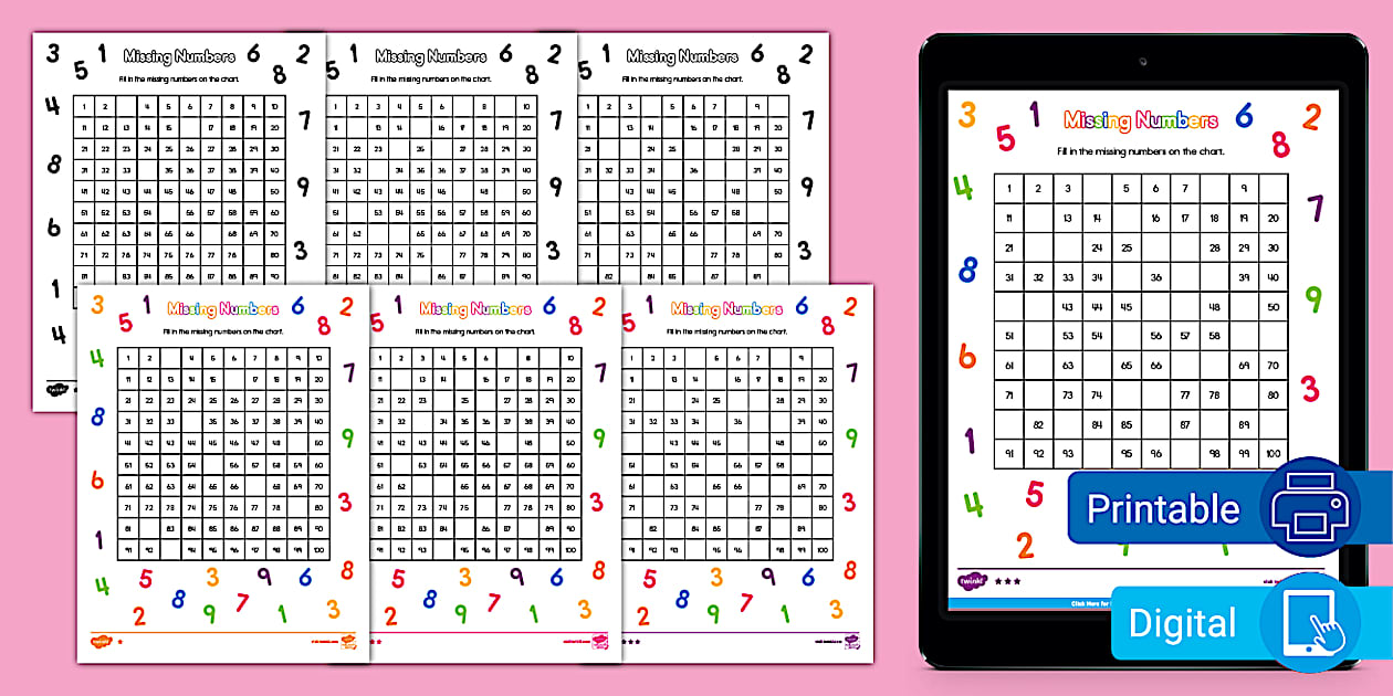 Missing Numbers to 100 Worksheet (teacher made) - Twinkl