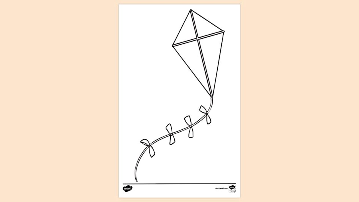 Kite Flying Colouring Sheet | Colouring Sheets - Twinkl