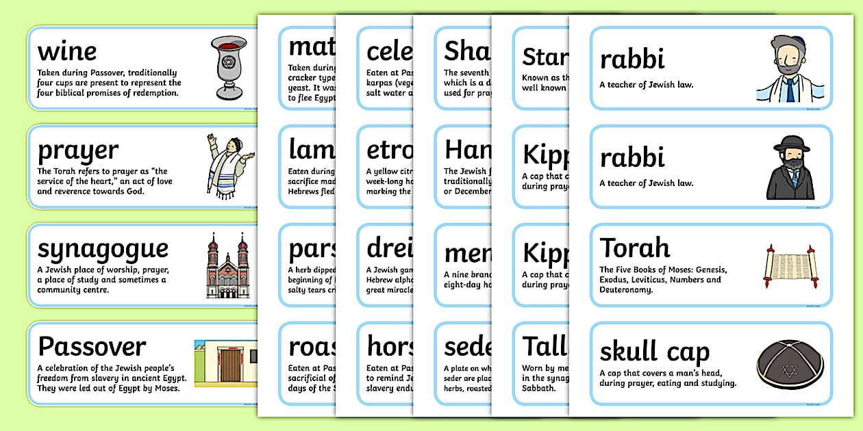 Judaism Word Cards Definitions (Teacher-Made) - Twinkl
