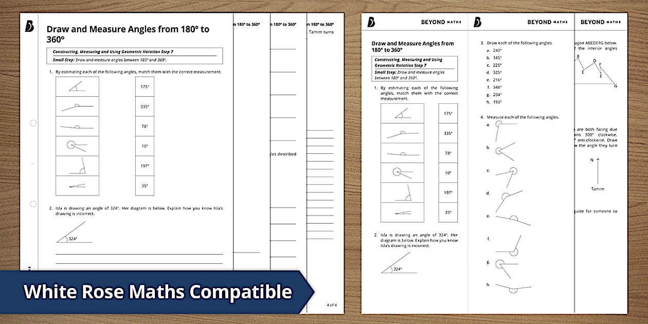 👉 Draw and Measure Angles from 180° to 360° - Twinkl