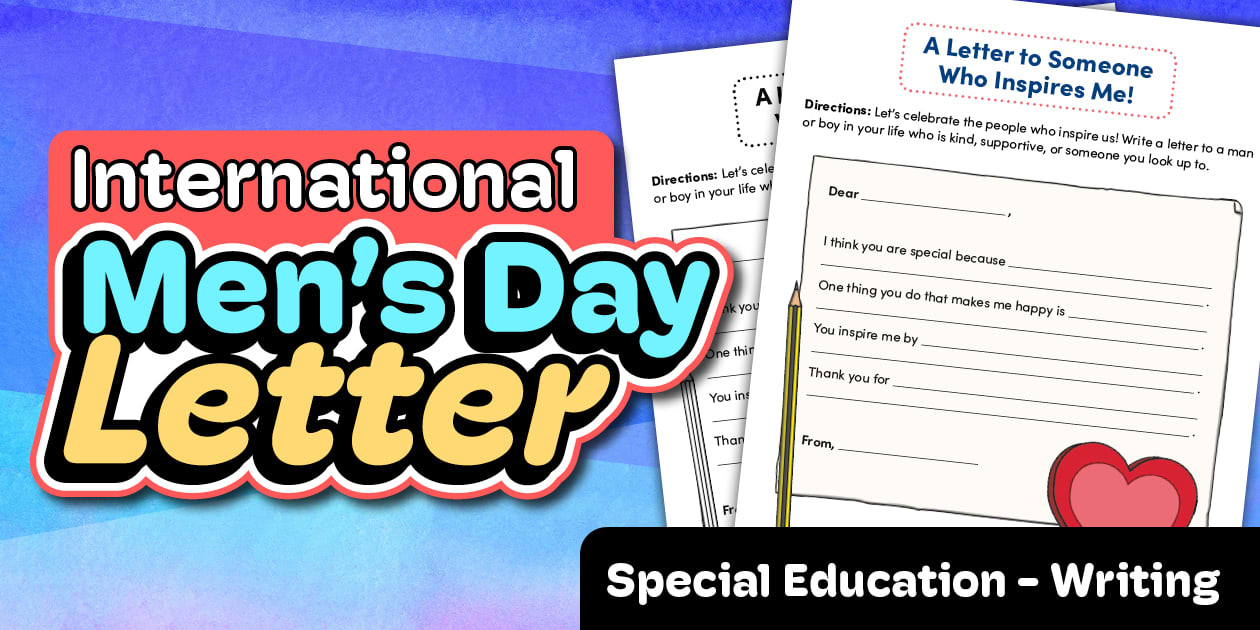 International Men's Day Letter-Writing Sheet With Sentence Stems for ...