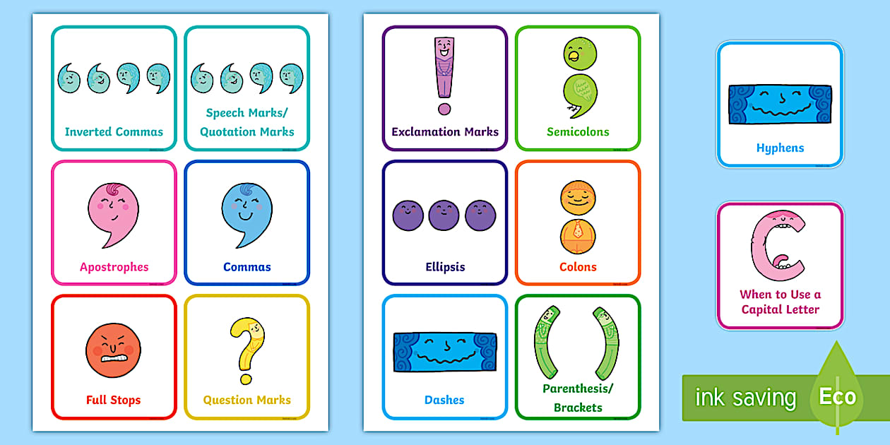 Illustrated Punctuation Flashcards - Primary KS1 - Twinkl