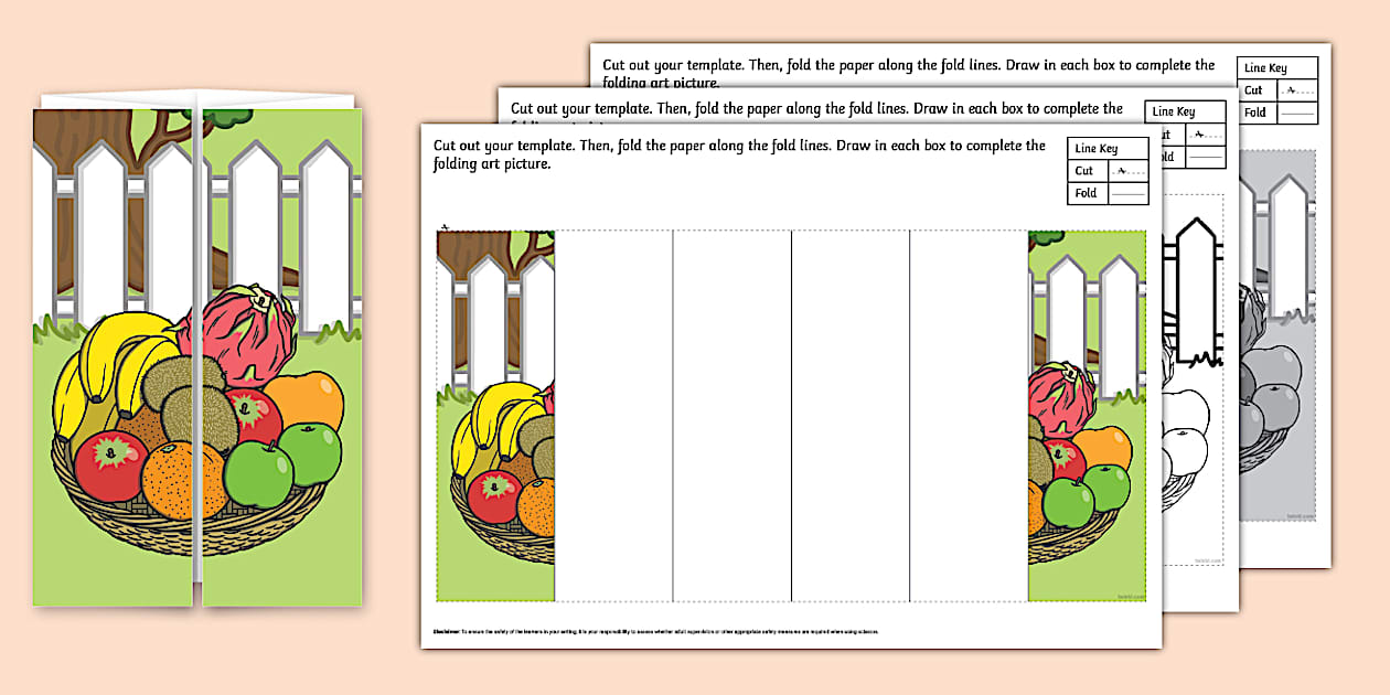 Fruit Basket Folding Art Template (teacher made) - Twinkl