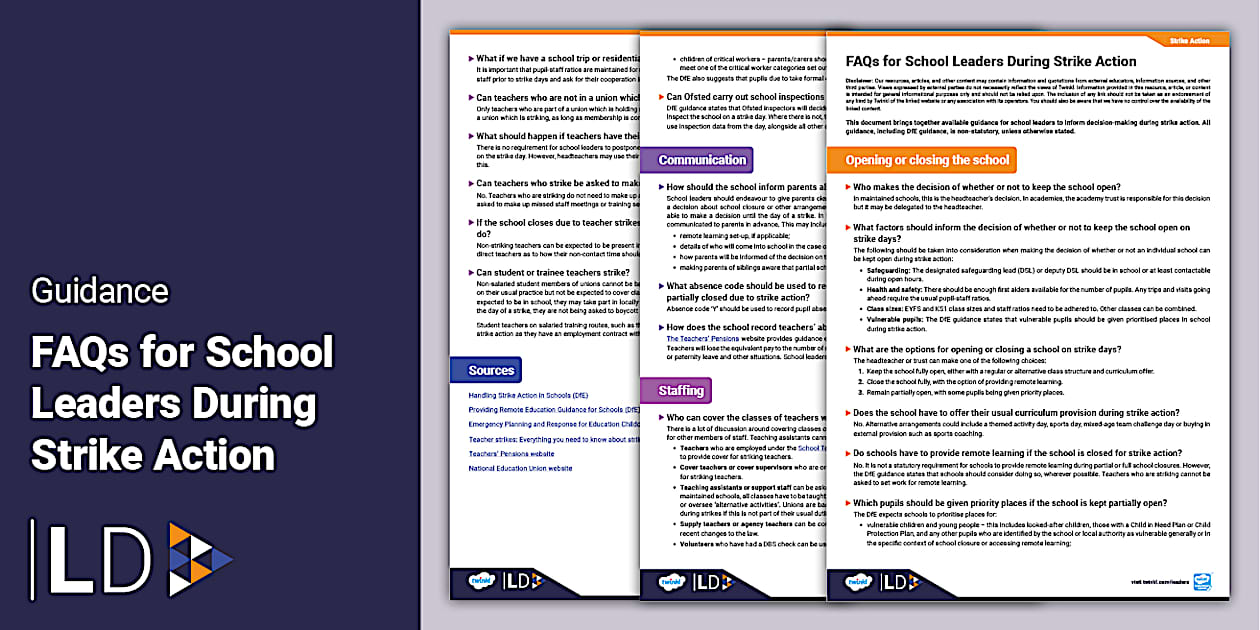 FAQS for School Leaders During Strike Action - Leaders - SLT