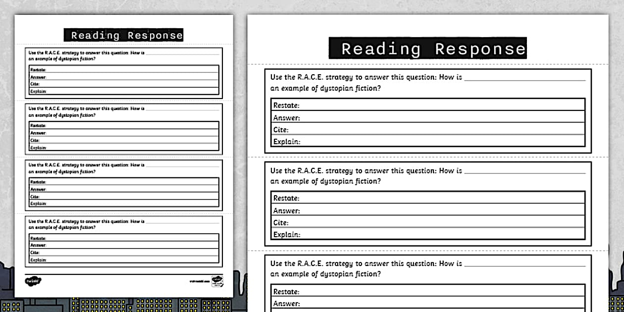 Dystopian Story Reading Response Activity for 6th-8th Grade