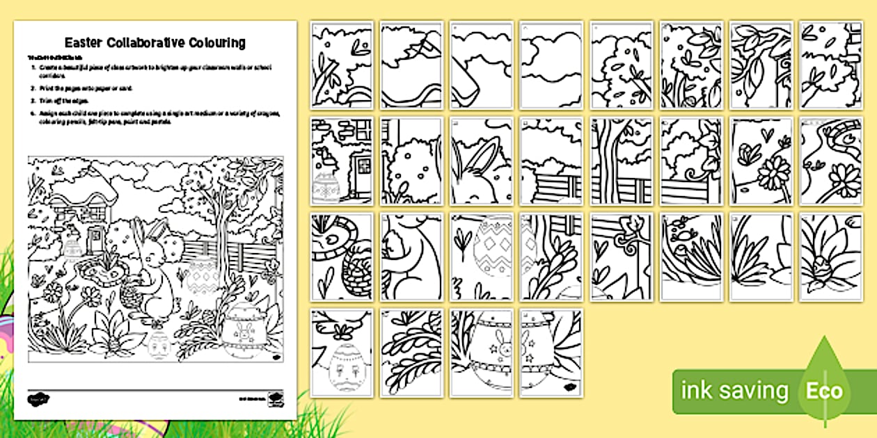 Easter Collaborative Coloring Activity Pack (Teacher-Made)