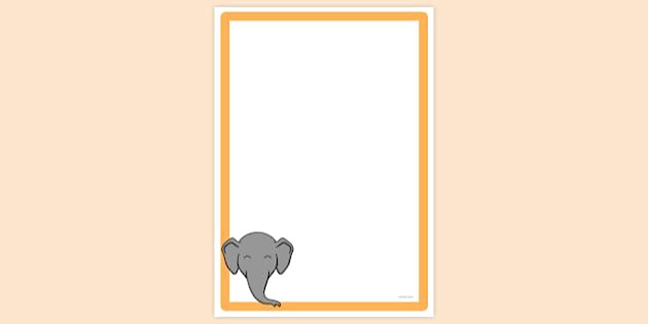 Simple Blank Grey Elephant Role Play Mask Page Border