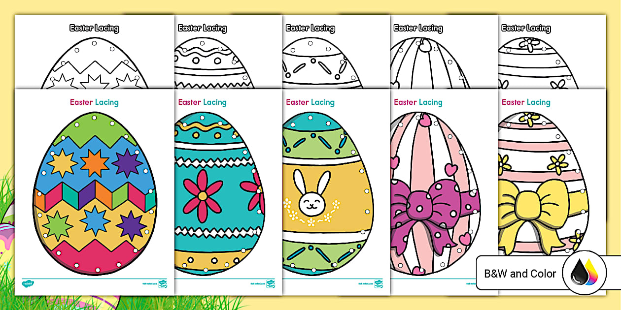 Easter Lacing Cards (teacher made) - Twinkl